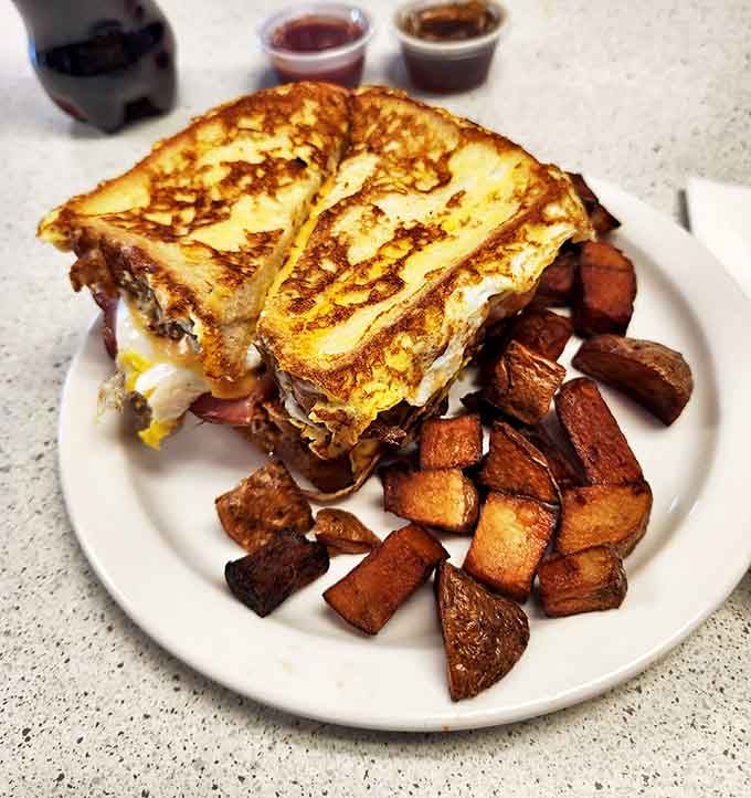 This breakfast sandwich isn't messing around&mdash;it's the morning equivalent of a bear hug, with those home fries playing the perfect supporting role.