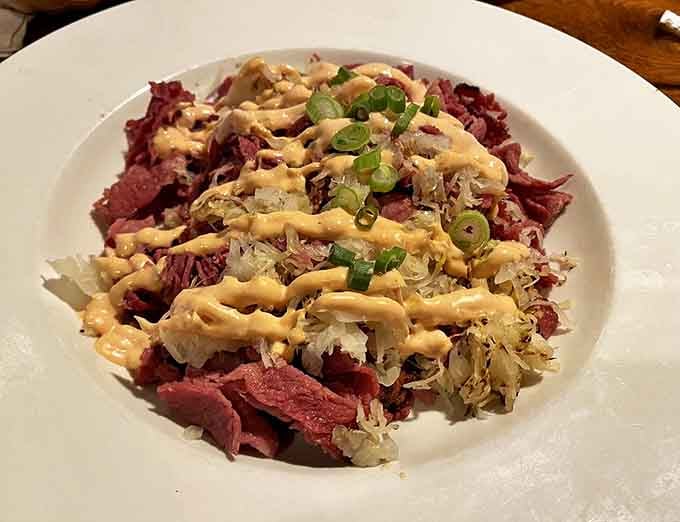Corned beef that doesn't just talk the Irish talk&mdash;it walks the walk. Drizzled with house sauce and crowned with green onions, this isn't your average deli fare.