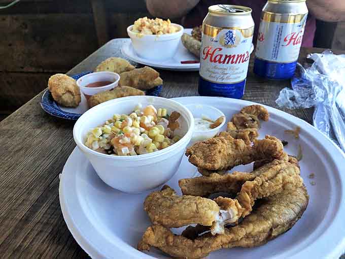 Crispy catfish and creamy corn salad on a no-nonsense plate&mdash;the kind of Midwest river feast that makes you wonder why you'd ever eat seafood anywhere else.