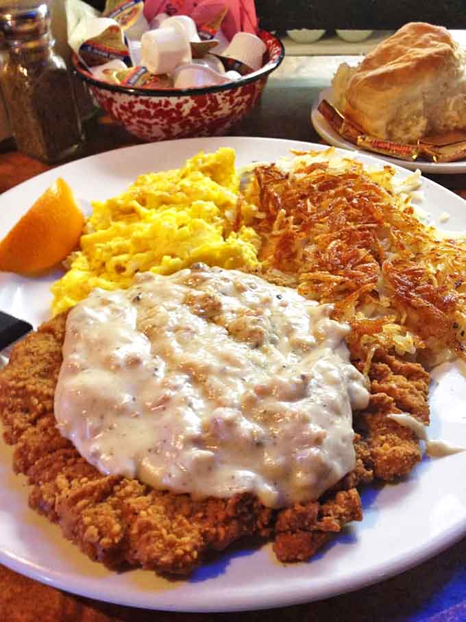 Chicken fried steak that makes you understand why it's a Wyoming institution&mdash;crispy, smothered in gravy, and absolutely worth the napkin investment.