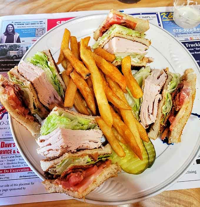 The turkey club sandwich &ndash; where layers of house-roasted bird meet crisp lettuce and perfectly golden fries. Sandwich architecture at its finest.