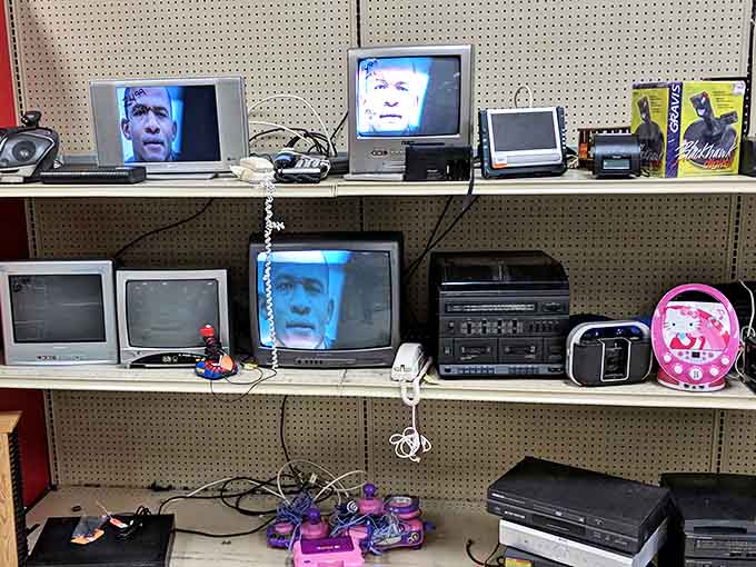 The electronics section: where yesterday's technology finds tomorrow's home. That TV might still be playing reruns of "Friends"!
