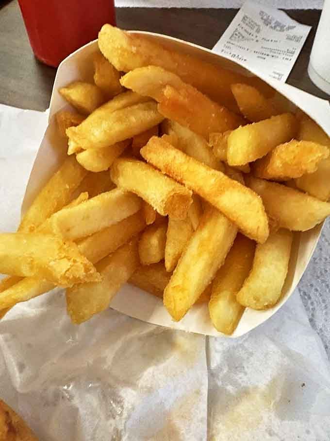 Golden, crispy fries that achieve that mythical balance&mdash;crunchy exterior, fluffy interior. The kind that make you protective of your basket when friends ask for "just one."