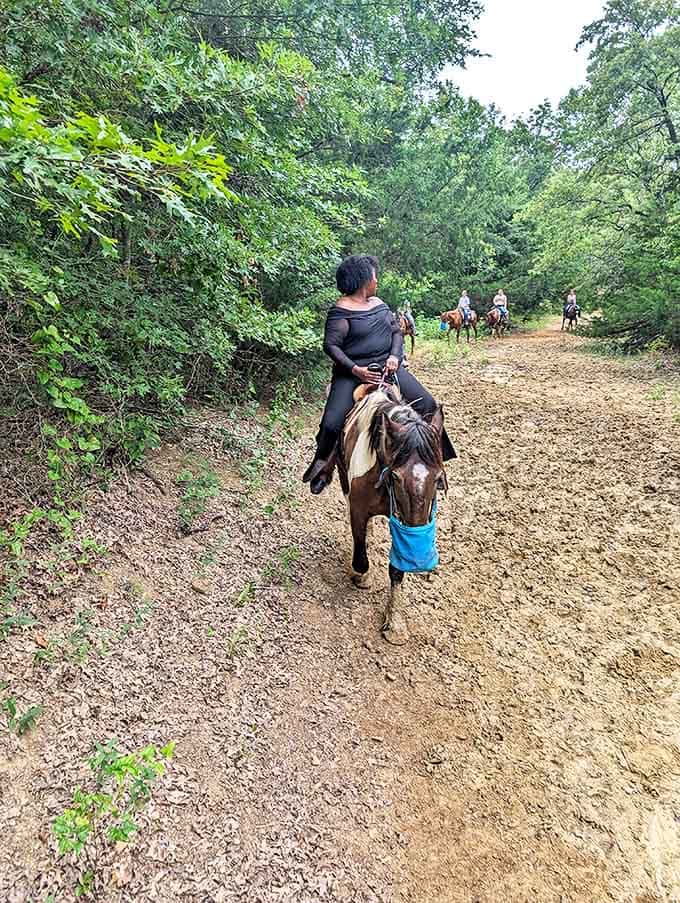 Horseback riding through ancient cross timbers forest – where you can practically hear the whispers of frontier history with each clip-clop.