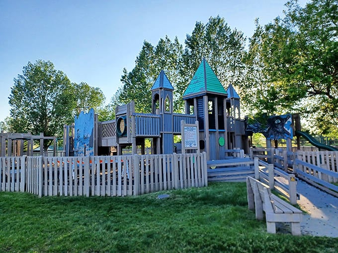 This playground proves Riverton thinks about the grandkids too &ndash; where you can watch the little ones burn energy while you conserve yours.