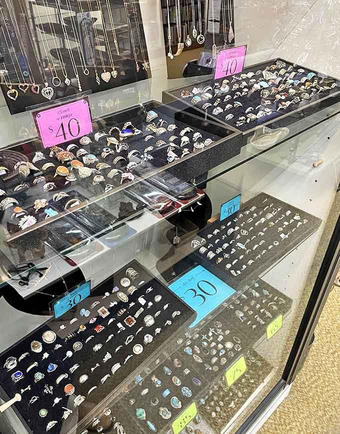 Jewelry that tells stories from another era. Imagine the dinner parties, first dates, and special occasions these rings once attended.