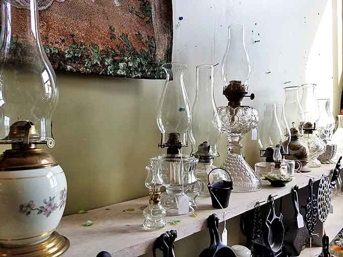 When electricity was still magical: These oil lamps once illuminated Maine farmhouses and fishing cabins, now ready for their second act.