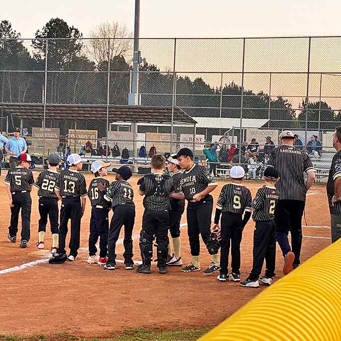 Little leaguers line up at Leroy Johnson Park, where community baseball traditions continue to bring families together on warm Georgia evenings.