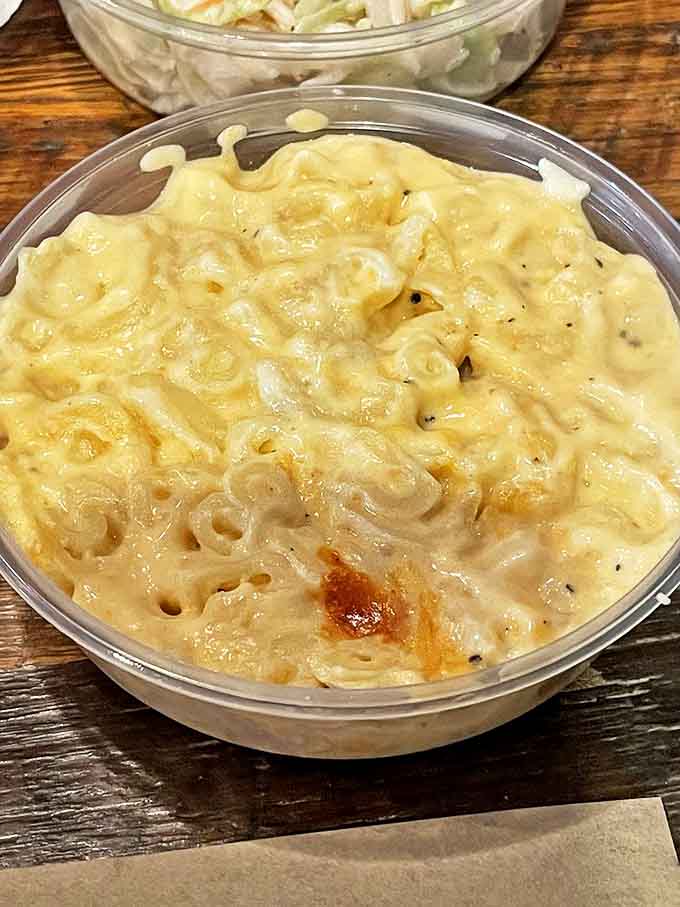 Mac and cheese that doesn't know it's not supposed to be this good. The kind that makes you guard your bowl from fork-wielding friends.