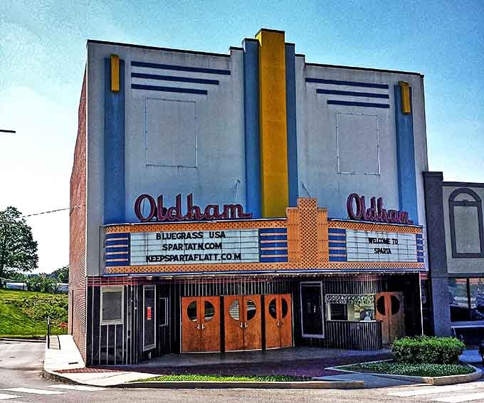 The Oldham Theater stands as a technicolor time capsule, where modern movies meet vintage charm in perfect harmony.