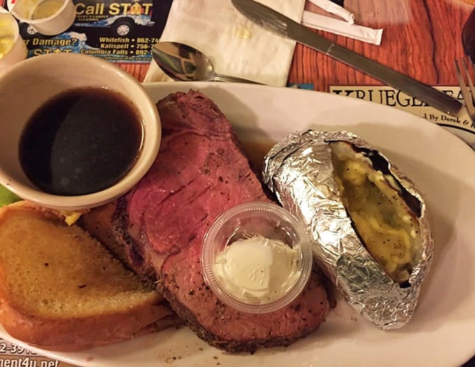 Prime rib that doesn't need a passport to impress&mdash;perfectly pink, served with au jus that could make a vegetarian question their life choices.