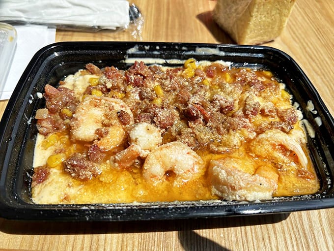 Shrimp and grits that's had a magnificent glow-up. The bacon crumbles are like confetti celebrating this dish's promotion to the comfort food hall of fame.