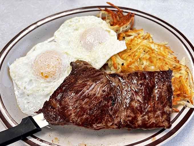 The steak and eggs plate at Vidlak's isn't trying to impress food critics&mdash;it's busy satisfying the primal need for protein that built the Midwest.