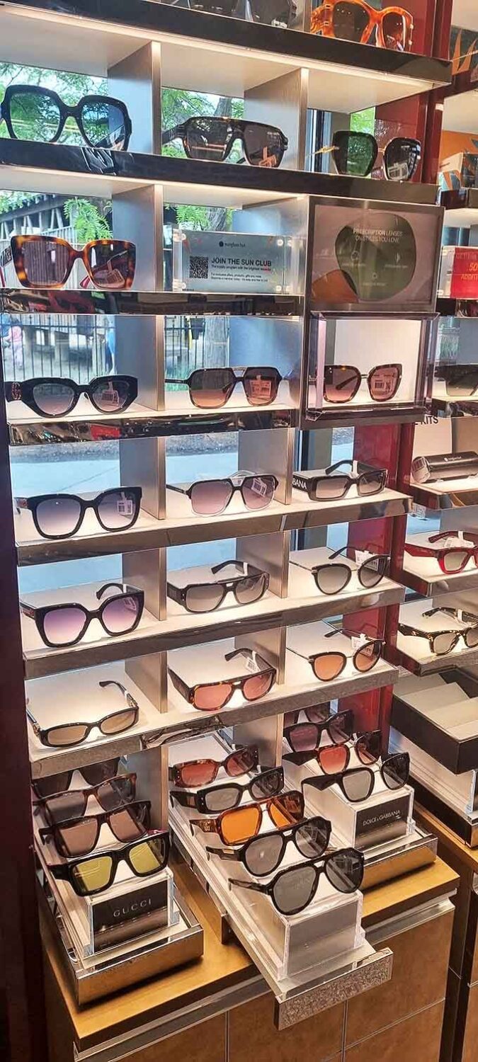 Sunglasses galore! From practical sun protection to "who do I think I am?" glamour, every style personality finds its match here.