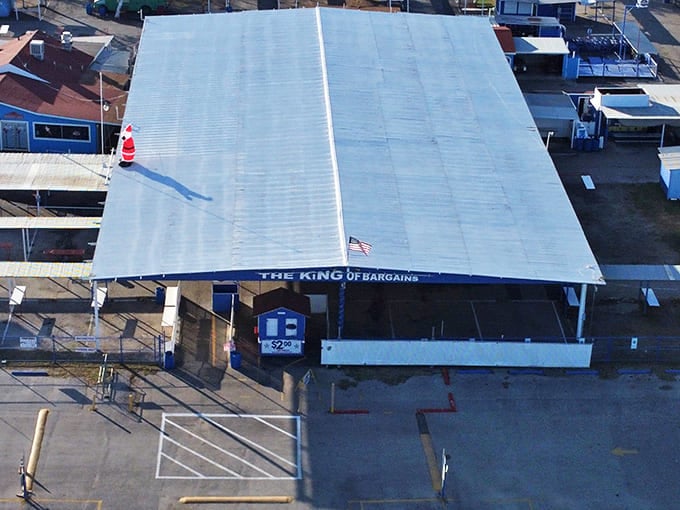 From above, this massive marketplace resembles a small city dedicated entirely to the art of bargain hunting.