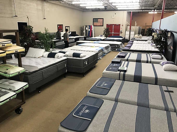 Plot twist: Not everything here is antique! The mall also offers new mattresses&mdash;because even treasure hunters need somewhere comfortable to sleep.