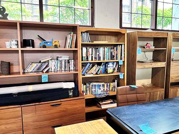 Bookworms rejoice! These wooden shelves offer both storage solutions and literary adventures waiting to be discovered.