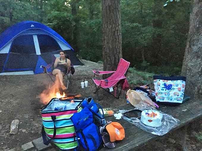Camping: where "roughing it" means your phone only has two bars. This cozy Cumberland Falls campsite proves s'mores taste better under Kentucky stars.