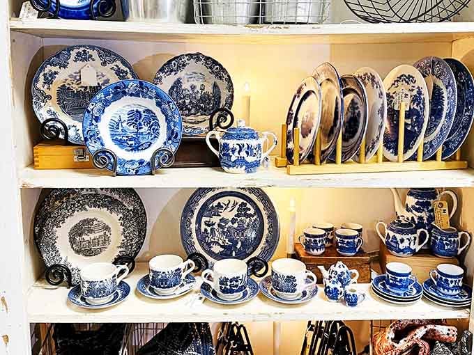 Blue and white china that would make your grandmother swoon. Each piece tells a story of Sunday dinners and special occasions.