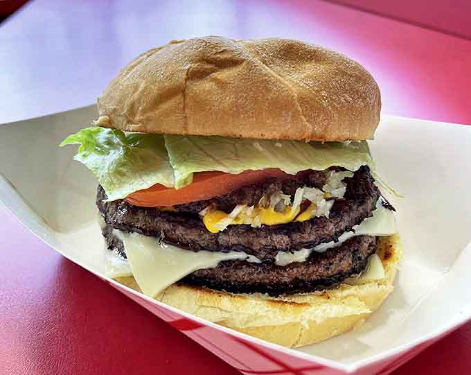 Even the burgers get the royal treatment here. This double cheeseburger isn't just a meal&mdash;it's architectural perfection between buns.