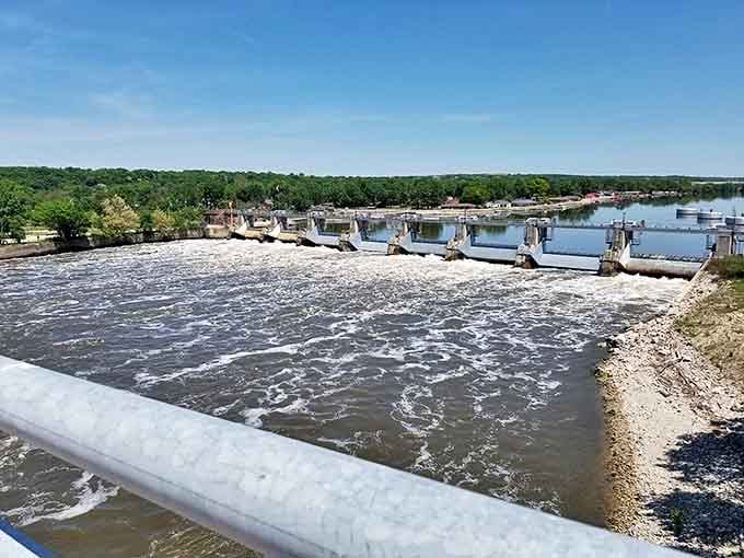 The Marseilles Dam creates a dramatic contrast &ndash; peaceful upstream waters suddenly transforming into a churning spectacle that hypnotizes visitors year-round.