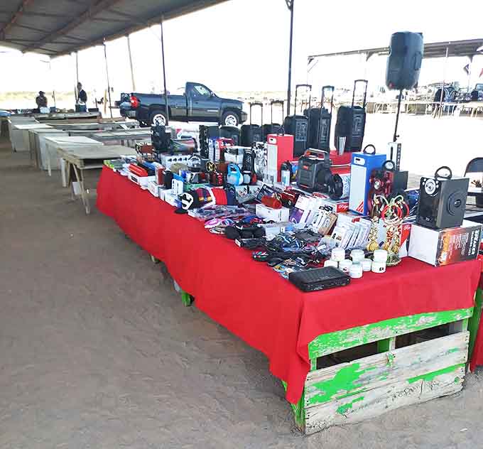Technology graveyard or innovation goldmine? These tables of gadgets and gizmos attract tinkerers and tech-savvy treasure hunters alike.