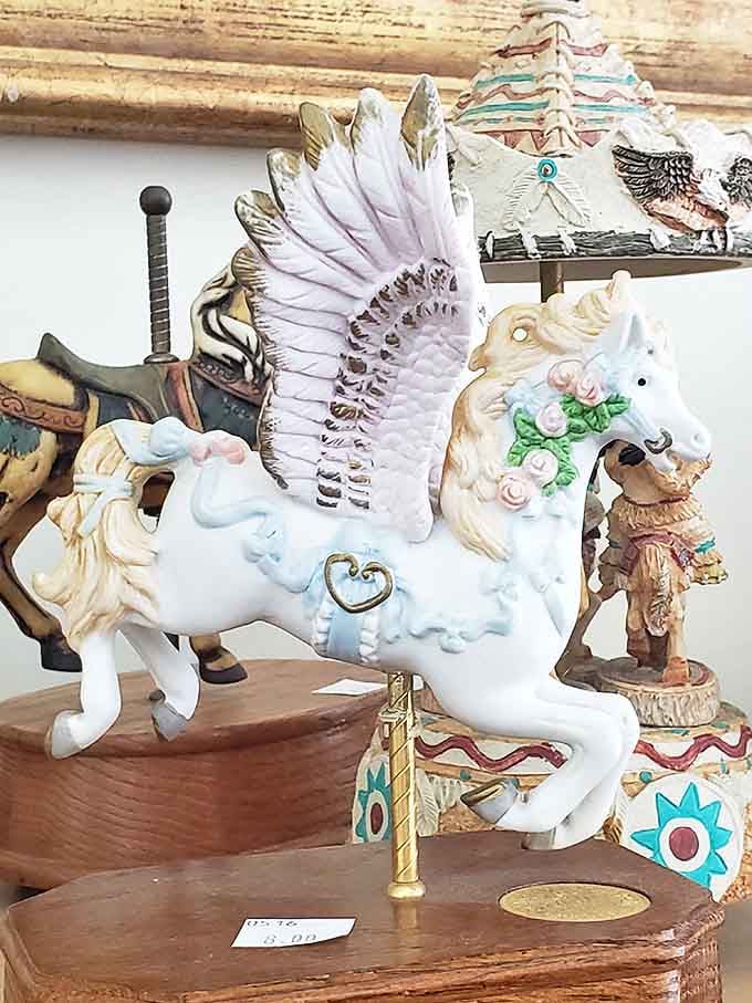 Where else can you find a winged carousel horse that looks like it galloped straight out of a Wes Anderson film? Quirky treasures await.