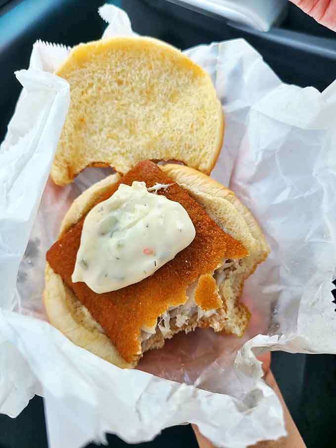The fish sandwich at Val's: proof that even in landlocked Minnesota, you can find seafood worth writing home about, especially with that dollop of tartar sauce.