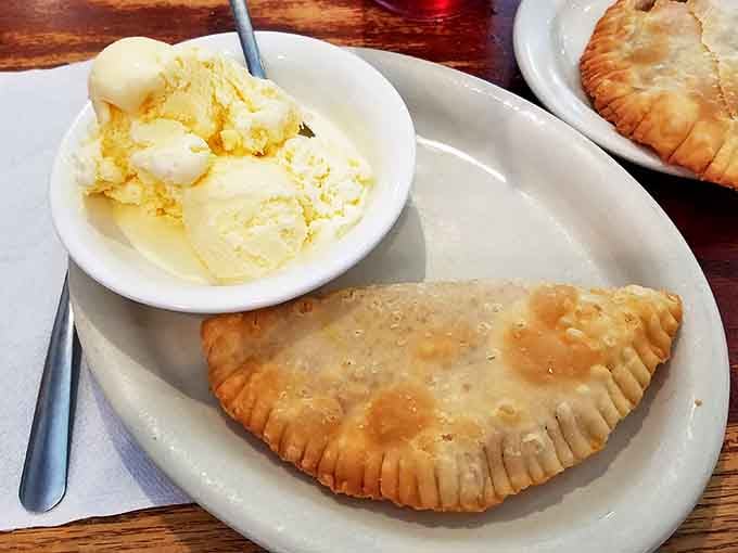 Dessert nirvana achieved! A golden-crusted fried pie alongside melting ice cream&mdash;proof that heaven exists on earth in Carlisle, Arkansas.
