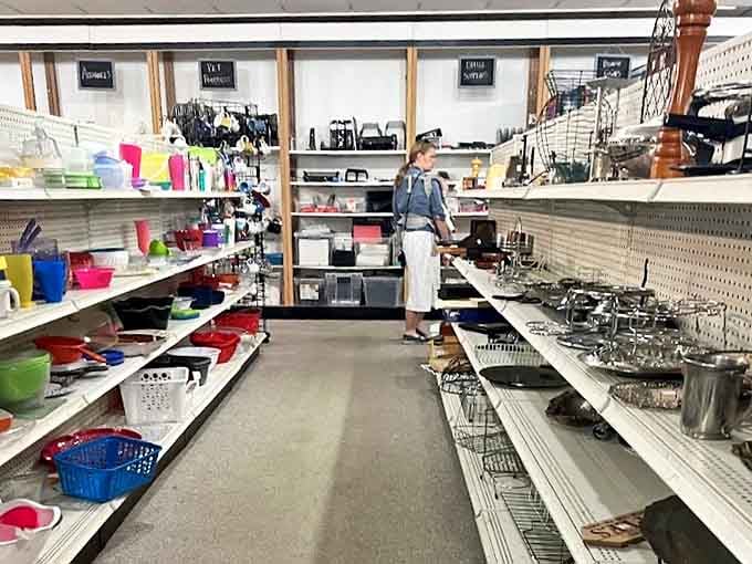 Wandering between these kitchen treasures feels like archeology for the modern home chef—someone's discarded pasta maker might become your Sunday tradition.