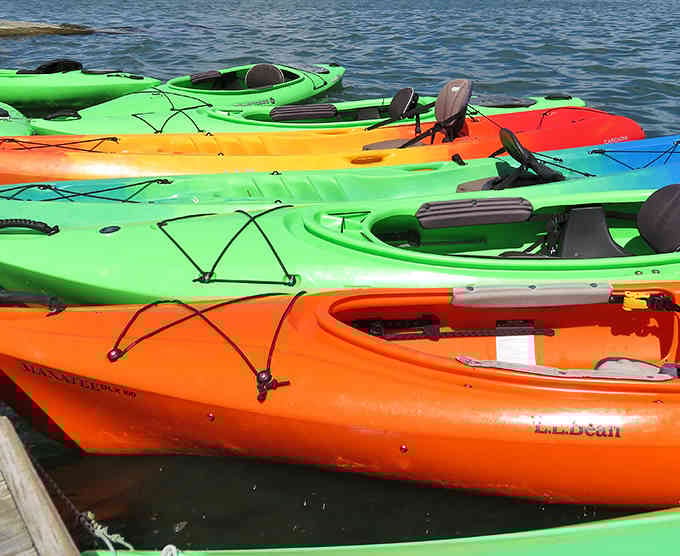 Kayaks lined up like nature's candy store &ndash; pick your flavor and start paddling toward your therapy session.