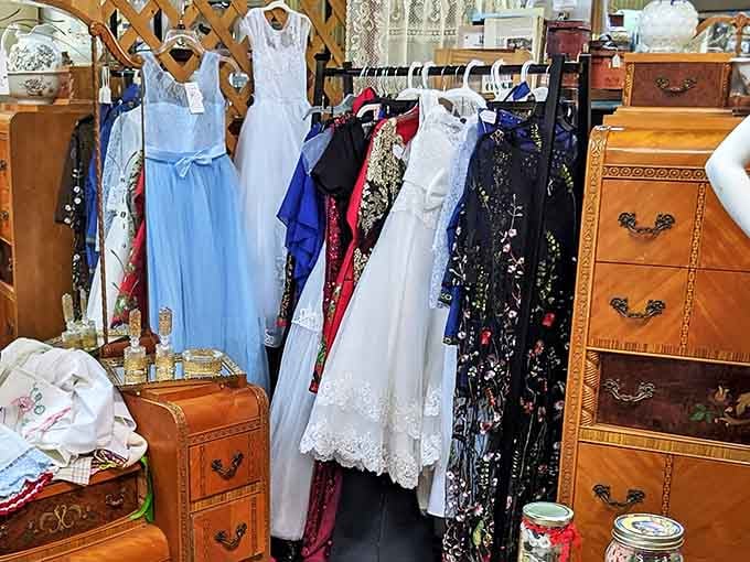 Formal wear frozen in time&mdash;these vintage dresses wait patiently for their next dance, each with stories stitched into every ruffle.