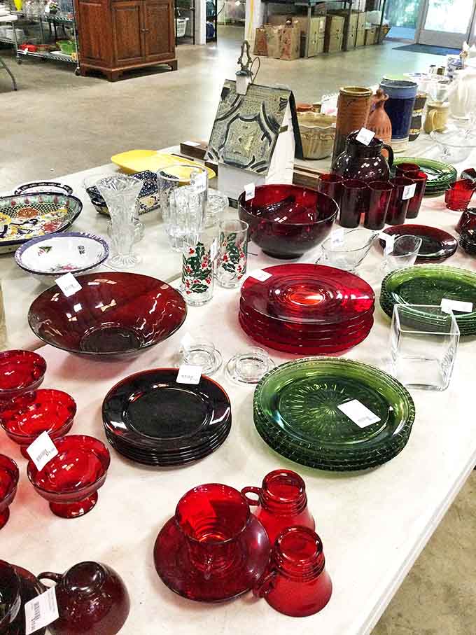 Ruby red glassware that would make Dorothy's slippers jealous&mdash;these vintage pieces bring mid-century glamour to modern tables without the modern prices.