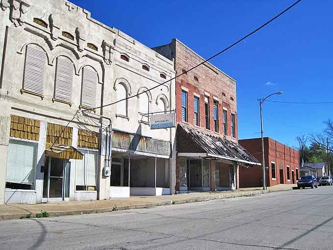 Historic storefronts in Forrest City showcase the city's architectural character where housing costs run 43% below the national average.