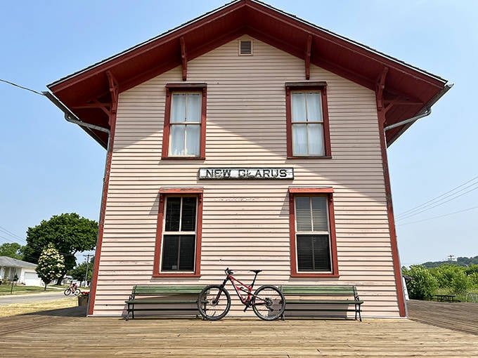 New Glarus' historic train depot stands as a charming reminder that some places are worth the journey, no matter how you get there.