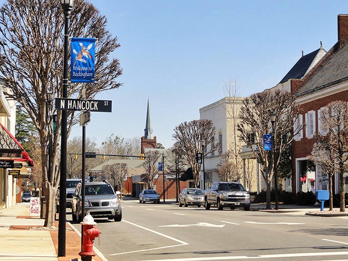 The intersection of Hancock Street and small-town charm, where church steeples still define the skyline instead of glass towers.