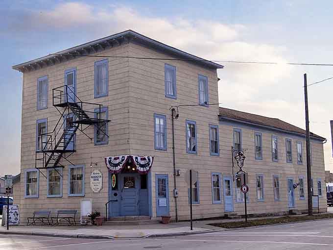 This weathered landmark in Two Rivers stands as a testament to simpler times, when buildings had character and neighbors knew your name.