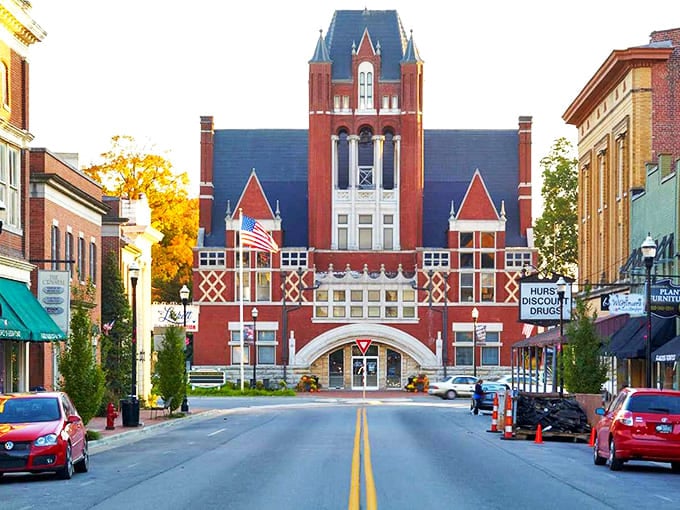 The Nelson County Courthouse stands proudly in Bardstown, a red-brick reminder of when public buildings were designed to inspire.