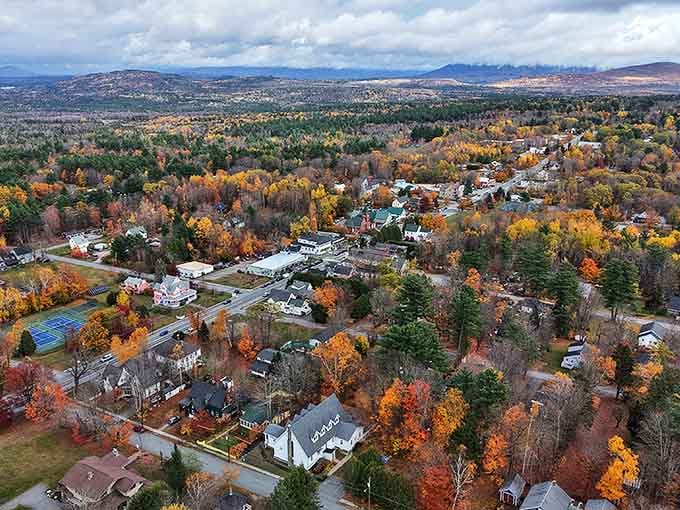 Fall foliage creates nature's patchwork quilt over Bethlehem. From this bird's eye view, you can almost hear the leaves crunching underfoot.