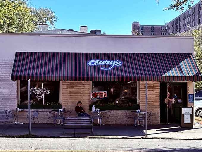 Morning sunshine hits Clary's iconic storefront, where locals and visitors alike gather for breakfast that feels like a warm Southern hug.