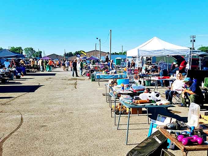 Shoppers navigate tables packed with finds under sunny skies &ndash; the ultimate weekend treasure hunt begins here!