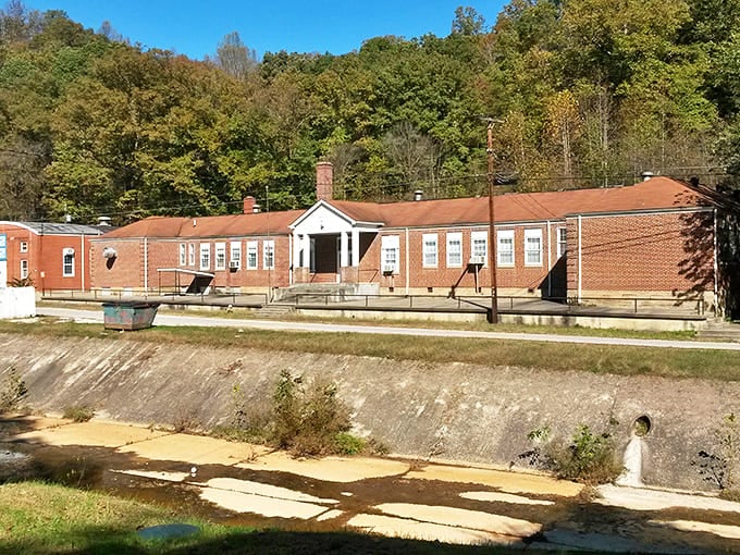 This brick schoolhouse in Grahn represents the solid foundation of community in a place where living costs remain refreshingly down-to-earth.