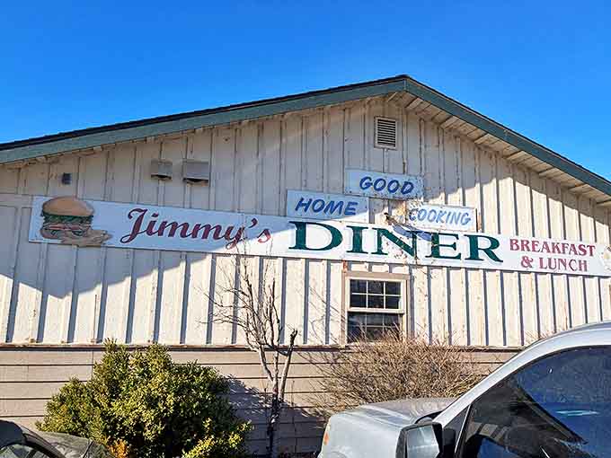 The humble exterior of Jimmy's might not win architectural awards, but that "Good Home Cooking" promise is worth its weight in gold.
