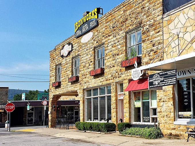 Historic stone buildings line Mountain View's downtown streets, creating the perfect backdrop for discovering local crafts and mountain culture.