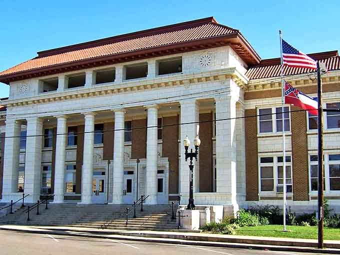 The impressive Pontotoc County Courthouse showcases beautiful architecture and serves as the heart of this welcoming north Mississippi community.