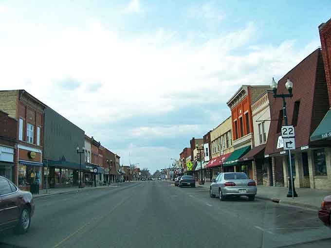 Sunset paints Shawano's historic downtown in warm hues, where brick buildings tell stories of yesterday and today.