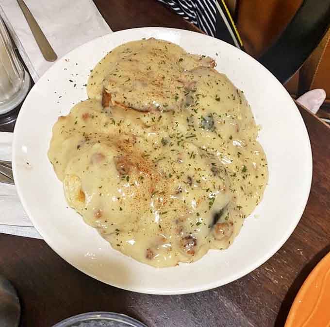 This isn't just biscuits and gravy&mdash;it's a warm, peppery blanket of goodness tucking in some fluffy biscuits for the most comforting breakfast nap imaginable.