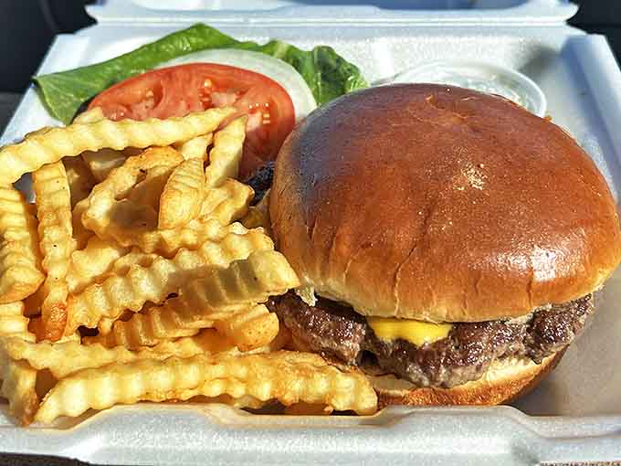 The burger that launched a thousand road trips. Notice how the cheese melts just right&mdash;that's not an accident, folks.