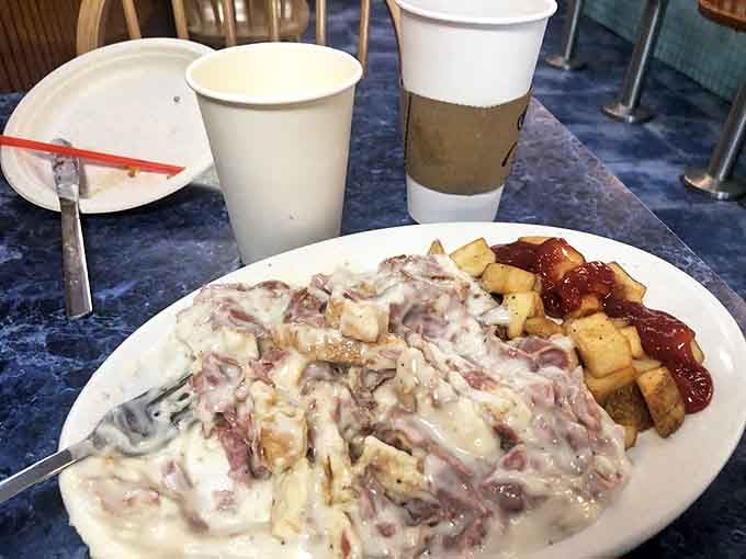 Creamed chipped beef &ndash; the dish your grandfather swore by. This plate could feed a small fishing crew or one very determined vacationer.