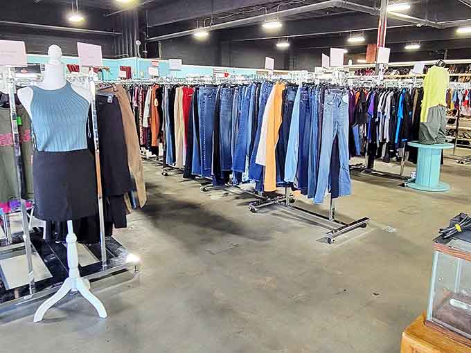 Denim democracy in action &ndash; jeans of every wash, cut, and era lined up like a fashion timeline. Your next favorite pair is hiding here.